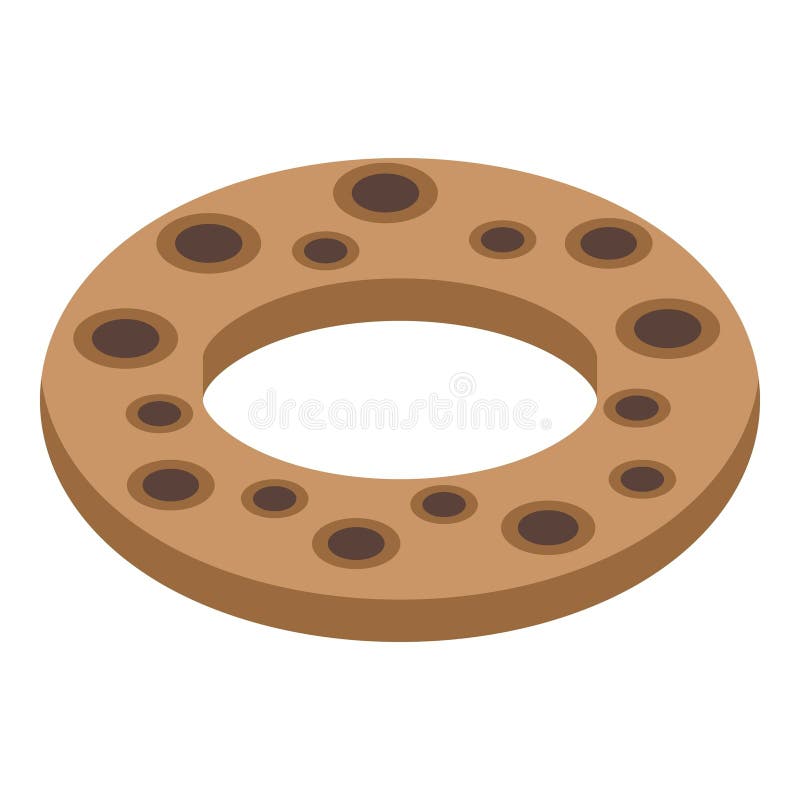 Round Cookie Isometric Icon Showing Chocolate Chips and Dough Stock ...