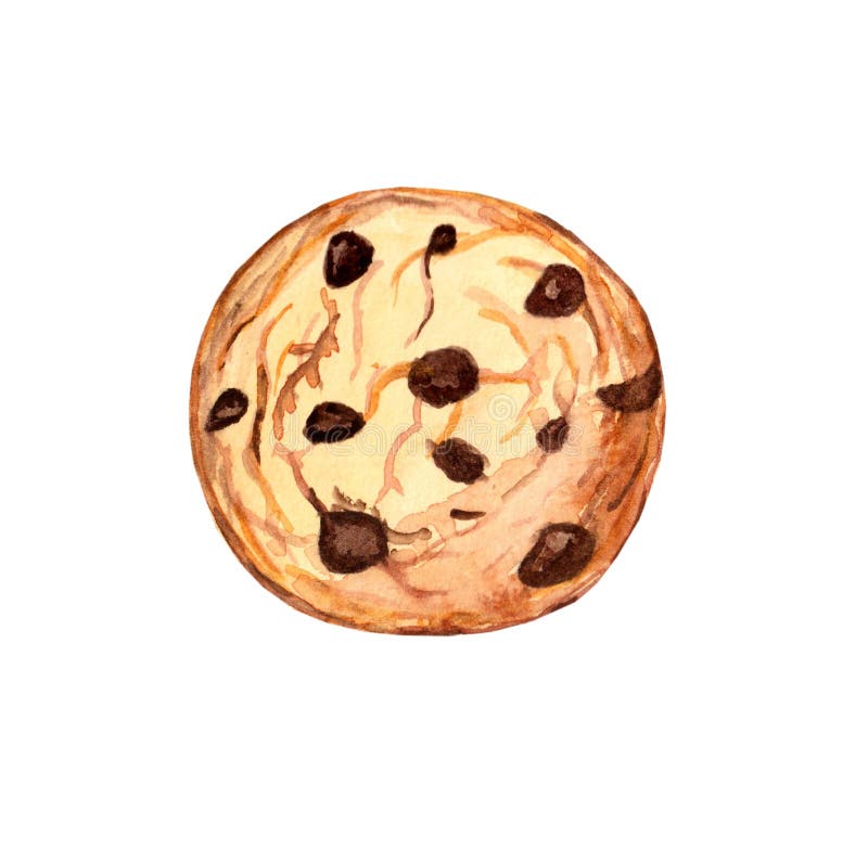 Round Cookie with Pieces of Chocolate Stock Image - Image of yummy ...