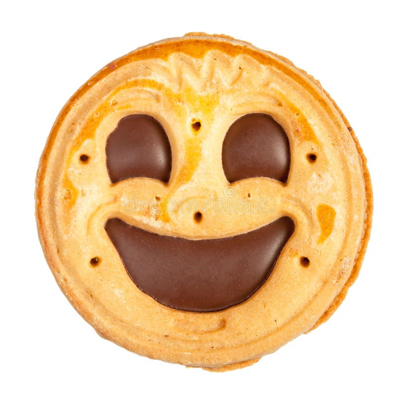 Round Cookie with Smile Isolated Stock Photo - Image of circle ...