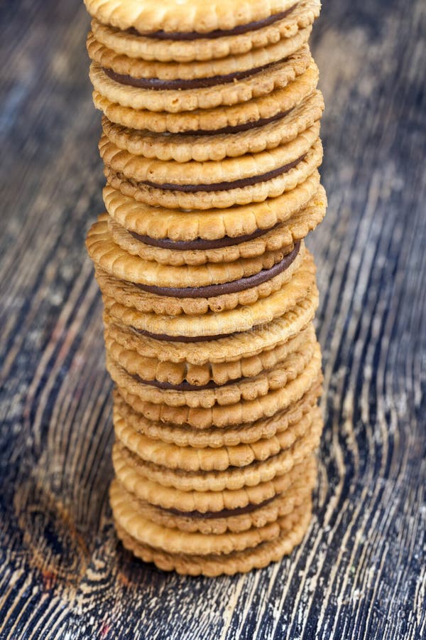 Round Cookies with Chocolate Filling Stock Image - Image of soft, baked ...