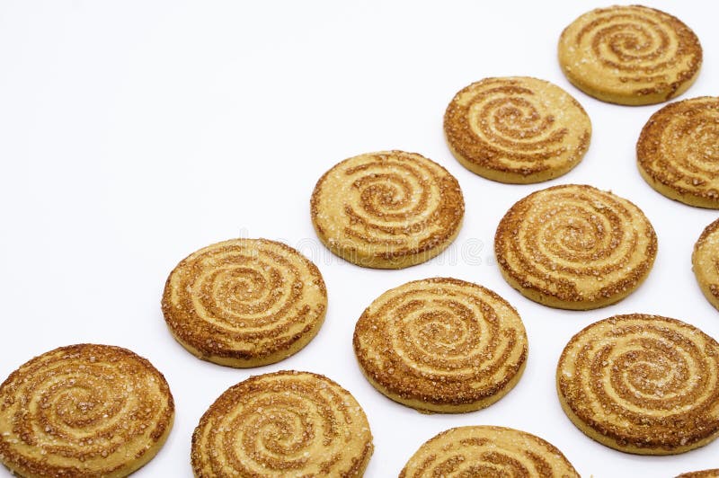 Round Cookies, Curled Cookies with Sugar, Round Cookies Sprinkled with ...