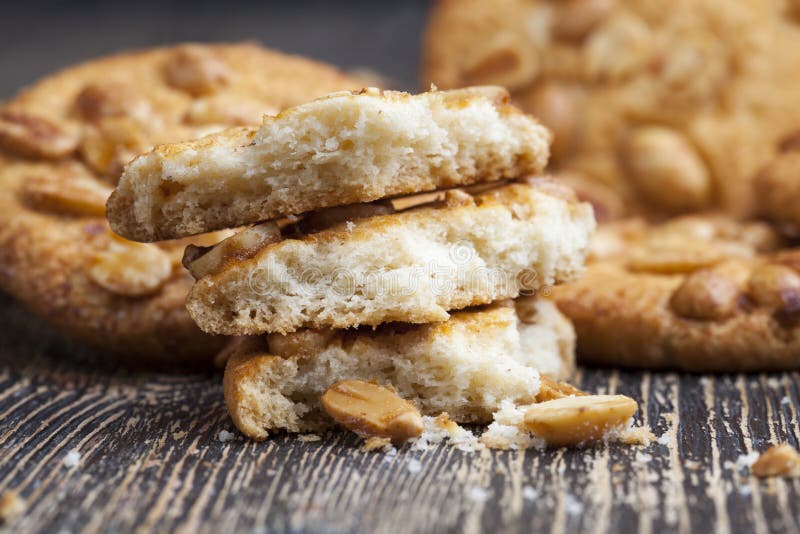 Round Cookies with Roasted Peanuts Stock Photo - Image of closeup, bake ...