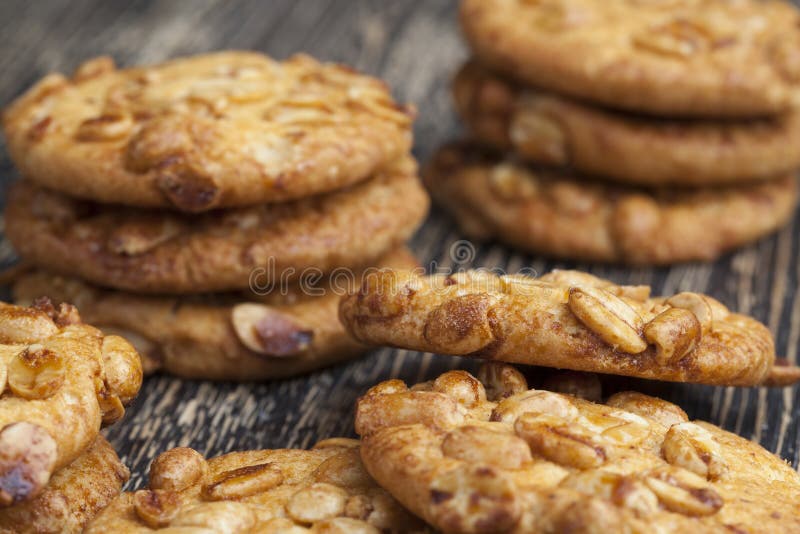 Round Cookies with Roasted Peanuts Stock Image - Image of tasty, snack ...