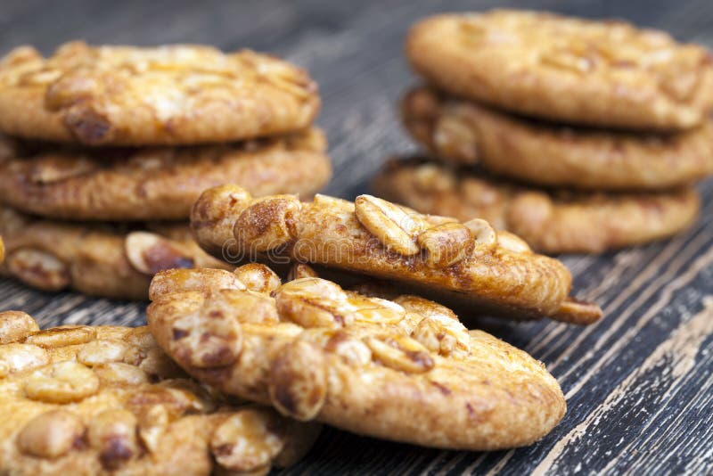 Round Cookies with Roasted Peanuts Stock Image - Image of crumbs ...