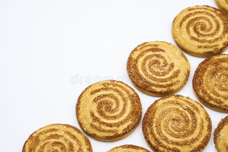 Round Cookies Sprinkled with Sugar, Round Cookies, Curled Cookies with ...