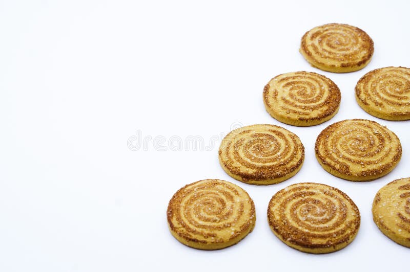Round Cookies Sprinkled with Sugar, Round Cookies, Curled Cookies with ...