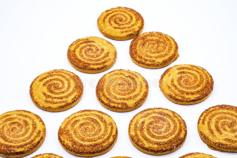 Round Cookies Sprinkled with Sugar, Round Cookies, Curled Cookies with ...