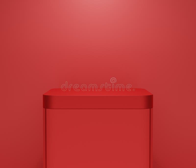 Round Corner Cube Pedestal Podium Display on Empty Room Background ...