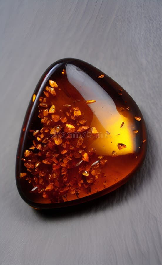 Round Corner Triangular Amber Cabochon with Inclusionn Stock ...