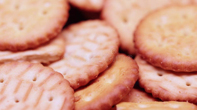 Round Cracker Biscuits in Bulk Stock Video - Video of bulk, dessert ...