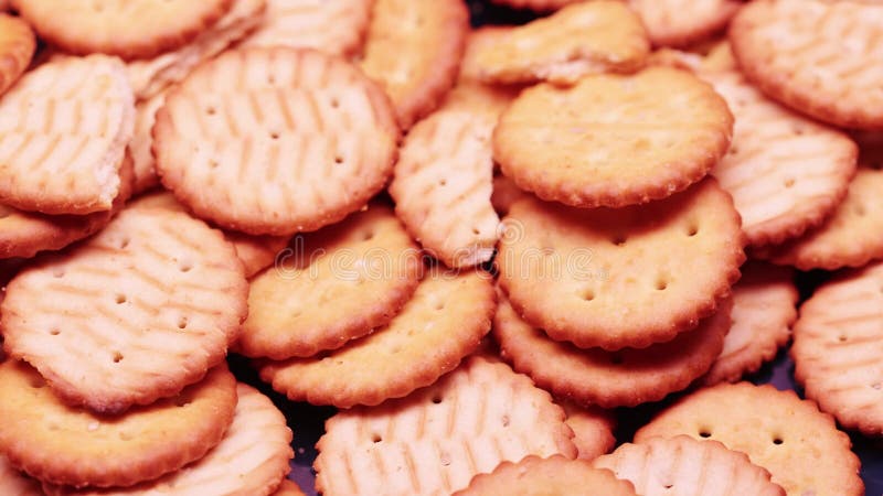 Round Cracker Biscuits in Bulk Stock Video - Video of grain, pastry ...