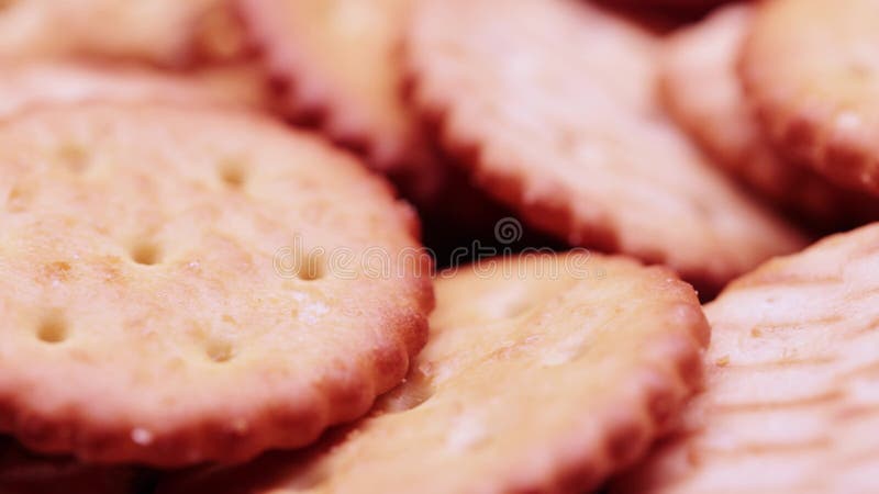 Round Cracker Biscuits in Bulk Stock Footage - Video of bread, food ...