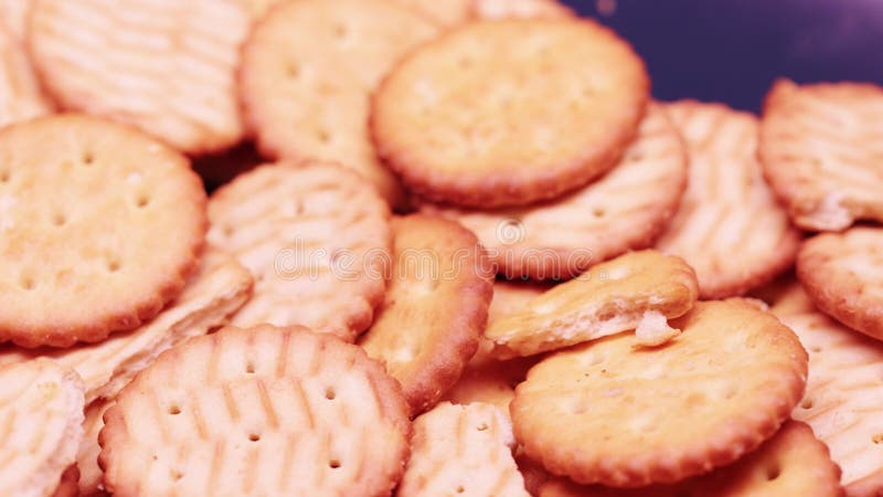 Round Cracker Biscuits in Bulk Stock Footage - Video of crushed, brown ...
