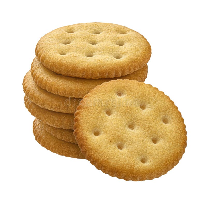 Round Cracker Isolated on White Background , Full Depth of Field Stock ...