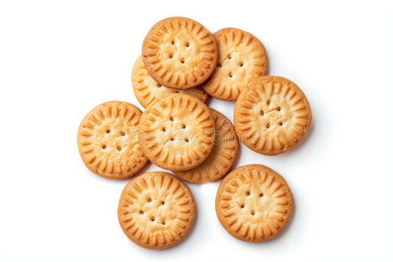 Round Crackers Arranged Solid White Background Ai Generated Stock ...