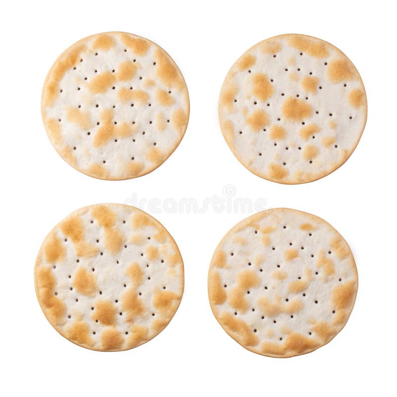 Round Crackers Isolated on a White Background Stock Image - Image of ...