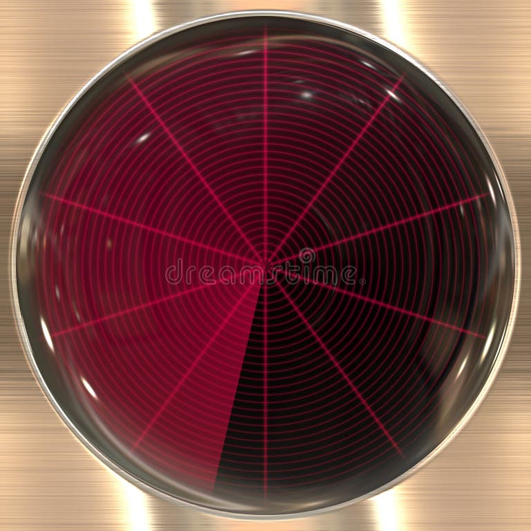 Round crimson Sonar sreen stock illustration. Illustration of driven ...