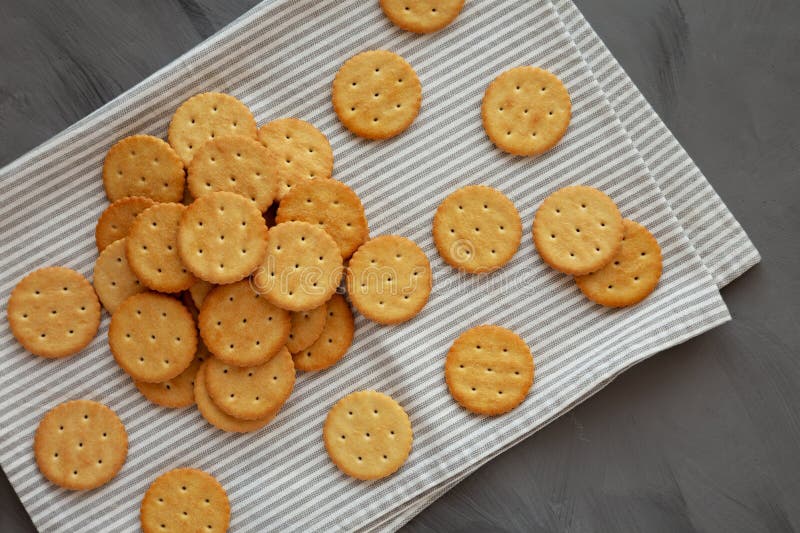 Round Crispy Crackers with Sea Salt, Top View Stock Photo - Image of ...
