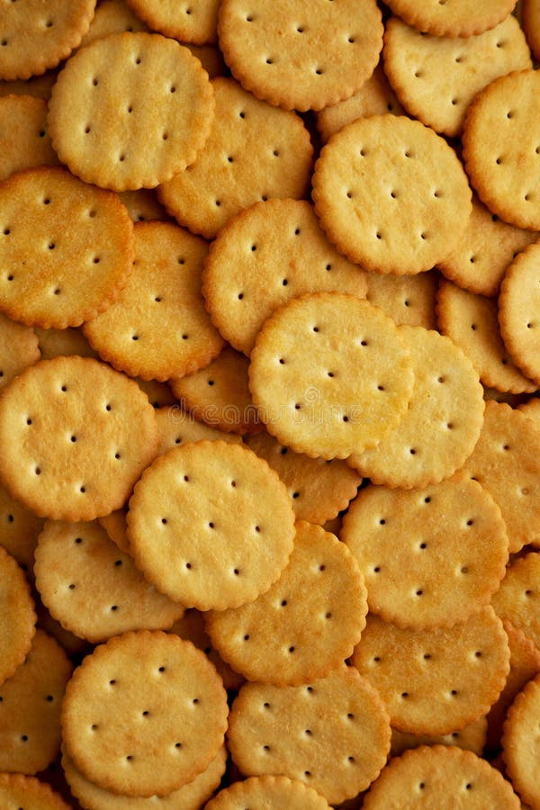 Round Crispy Crackers with Sea Salt, Top View Stock Photo - Image of ...