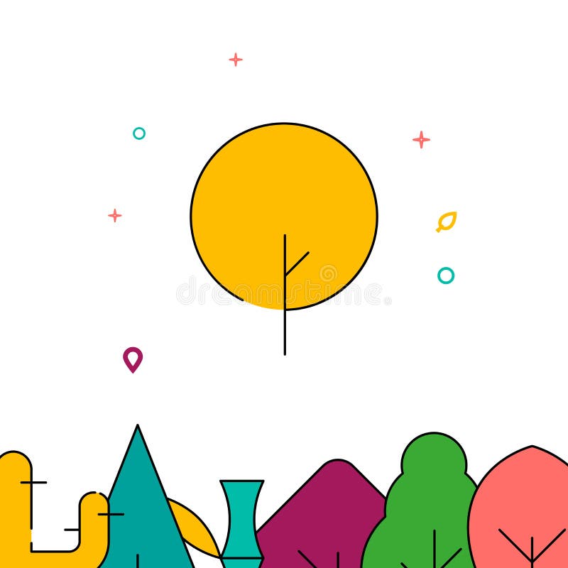 Round Crown Tree Filled Line Icon, Simple Vector Illustration Stock ...