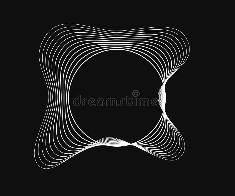 Round Curved Frame with Dynamic Wavy Stripes Stock Vector ...