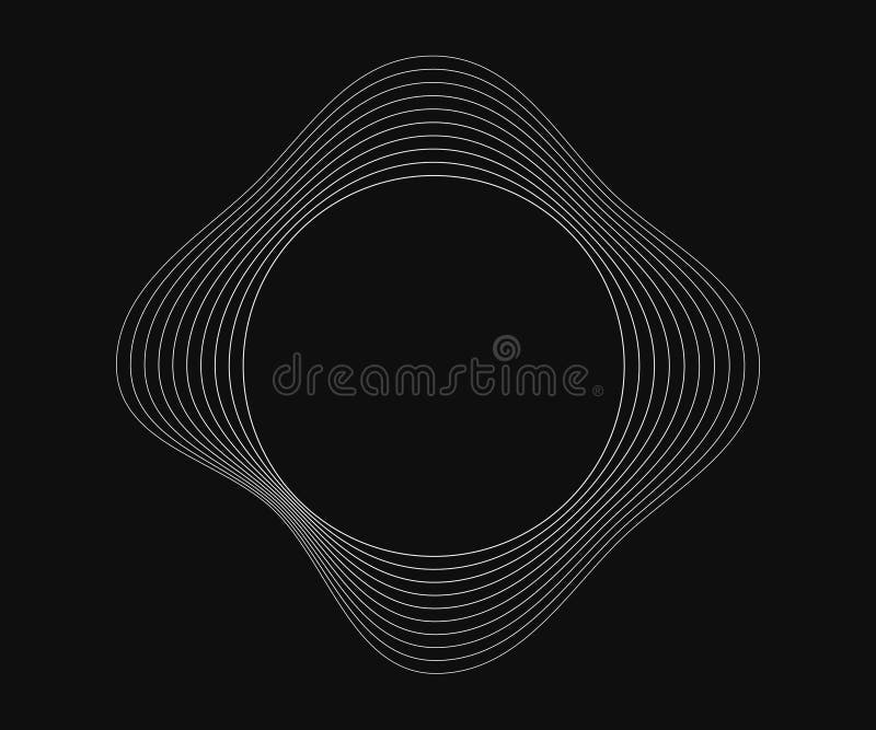 Round Curved Frame with Dynamic Wavy Stripes Stock Illustration ...