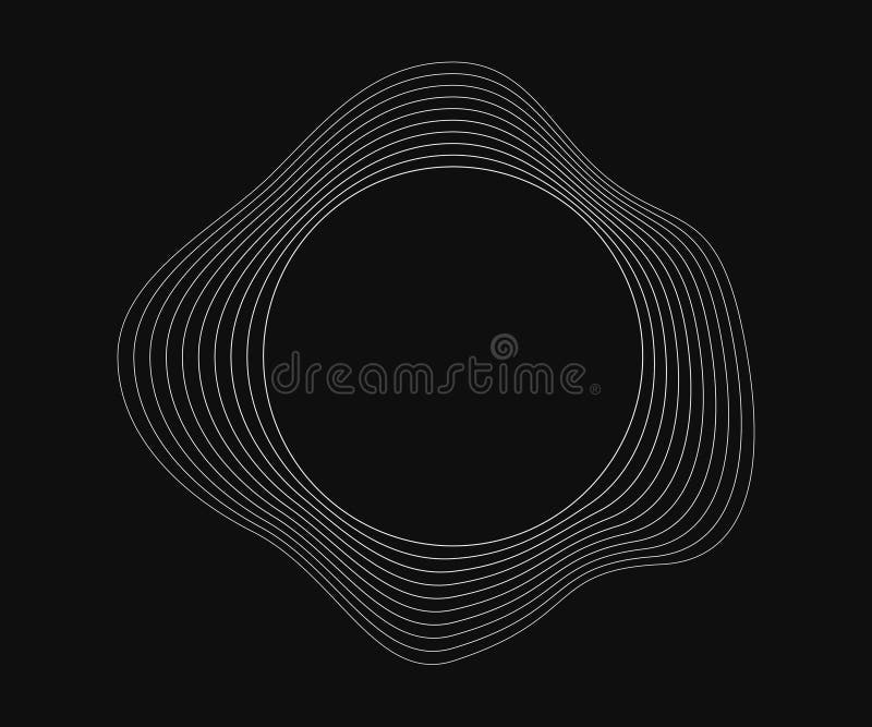 Round Curved Frame with Dynamic Wavy Stripes Stock Vector ...