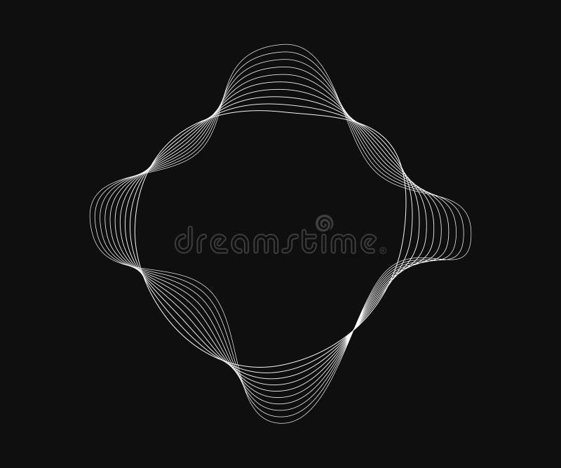 Round Curved Frame with Dynamic Wavy Stripes Stock Vector ...
