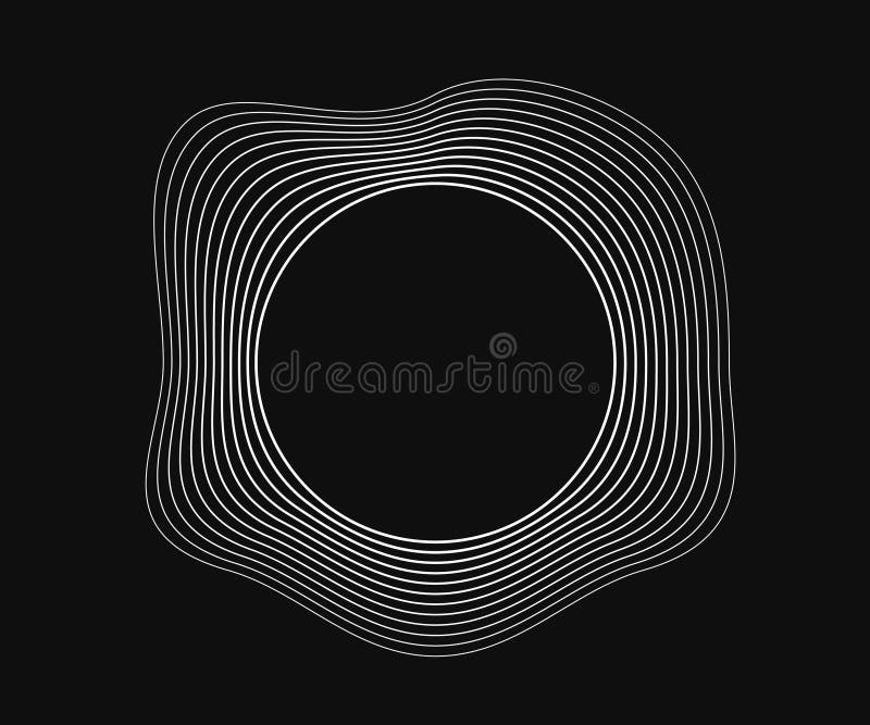 Round Curved Frame with Dynamic Wavy Stripes Stock Vector ...