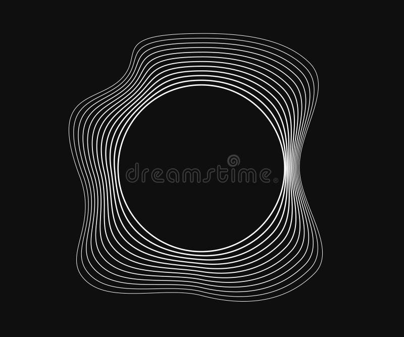 Round Curved Frame with Dynamic Wavy Stripes Stock Vector ...