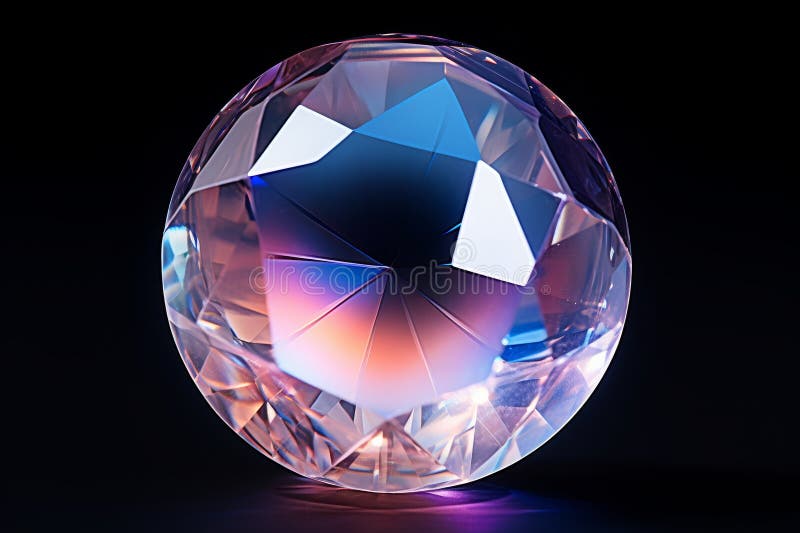 Round Cut Iridescent Gemstone, 3D Rendering. Beautiful Diamond Isolated ...