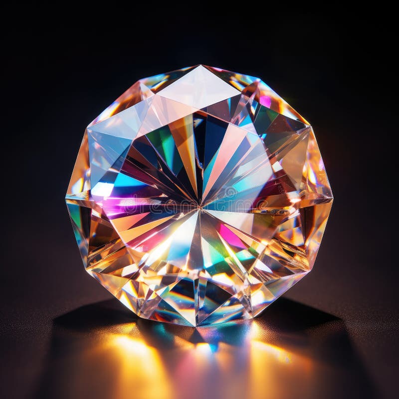 Round Cut Multicolor Diamond Crystal, Shiny, Faceted, Stock ...