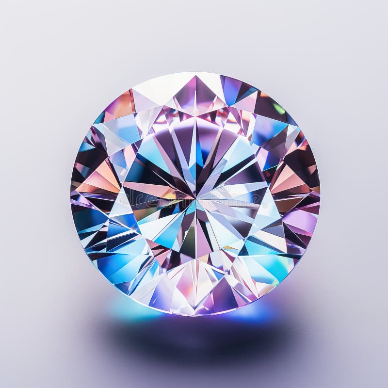Round Cut Multicolor Diamond Crystal, Shiny, Faceted, Stock Image ...