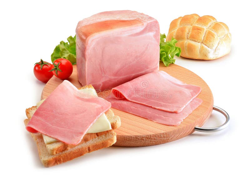 Round Cutting Board with Ham and Sandwich Stock Image - Image of ...