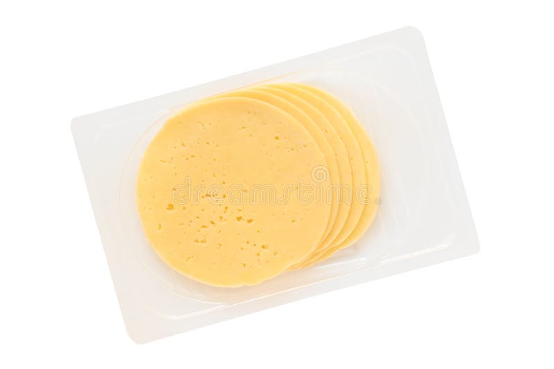 Round Cutting of Cheese in Plastic Packaging, Top View Stock Photo ...