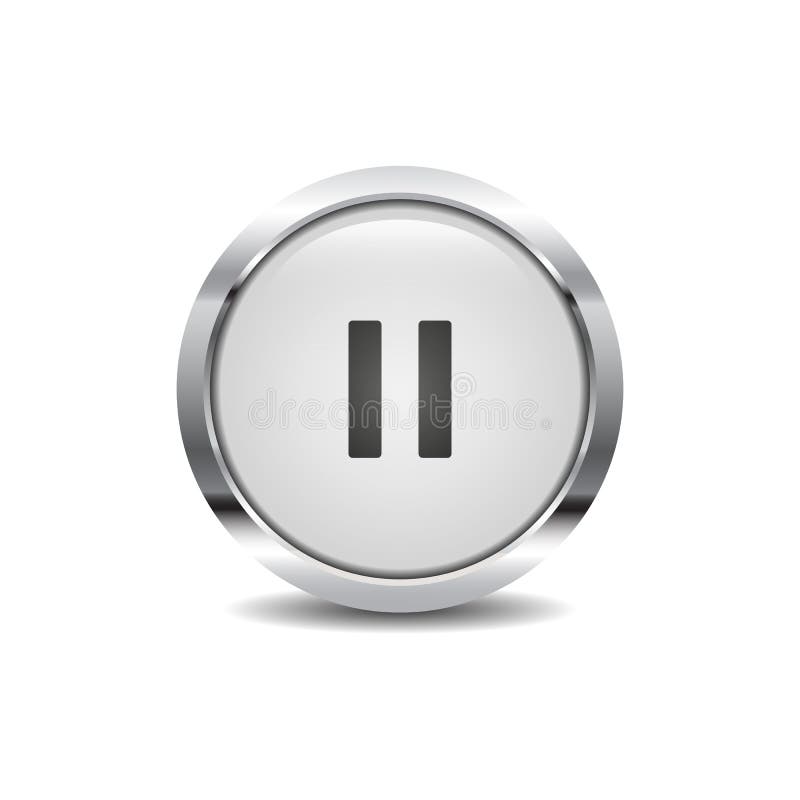 Pause Icon Vector Image Round 3d Button with Metal Frame Stock Vector ...