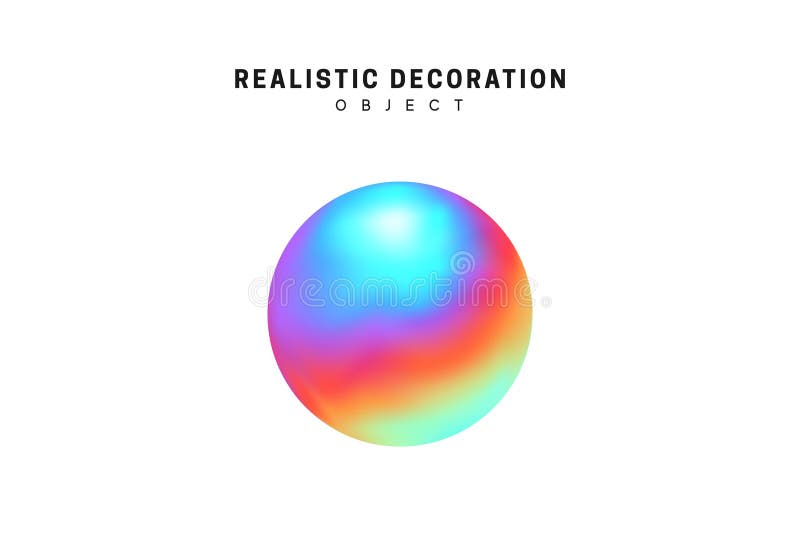 Round 3d Sphere. Holographic Gradient Ball. Object Color Blue Hologram ...