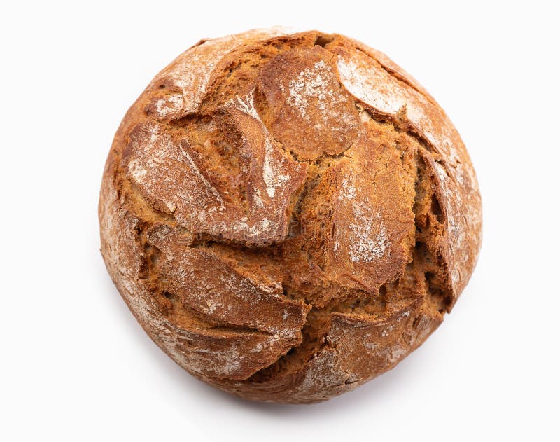 Round Dark Bread with Cracked Baked Crust Stock Image - Image of ...