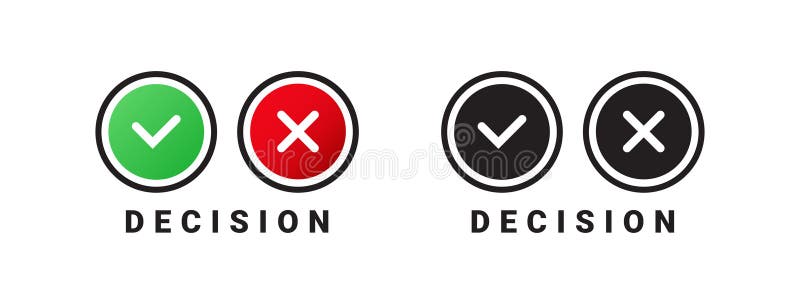 Round Decision Check Marks. Green Check Mark, Red Cross Mark Icons ...