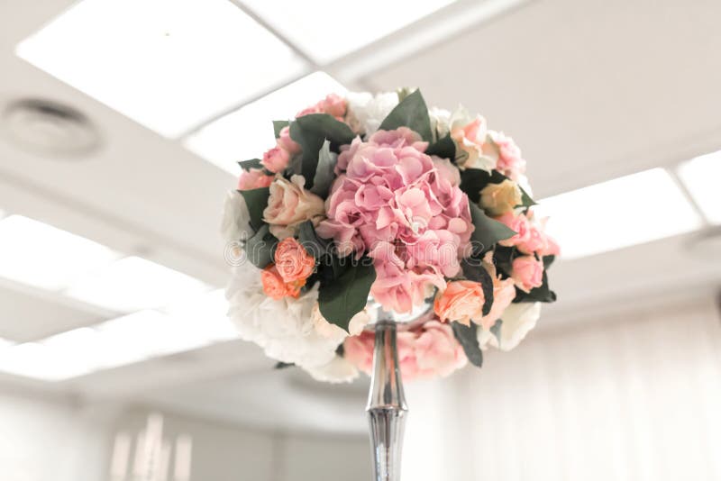 Round Decorative Bouquet of Fresh Flowers in Wedding Stock Photo ...