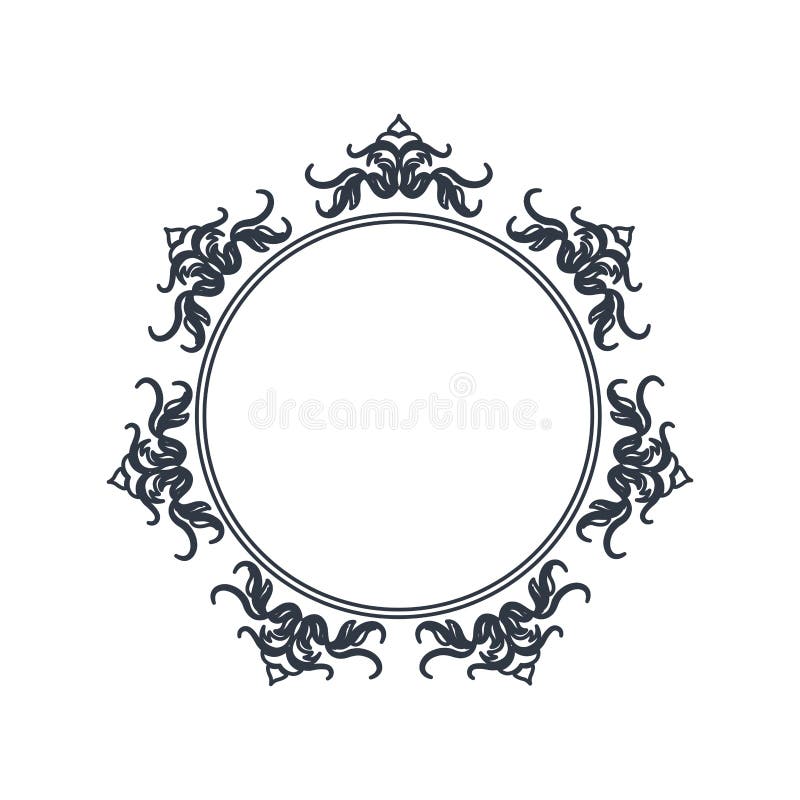 Round Decorative Frame Flourish Calligraphy Monochrome Stock Vector ...