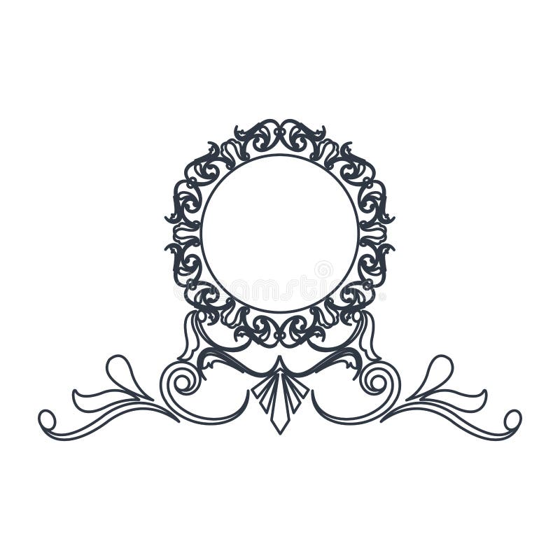 Round Decorative Frame Flourish Calligraphy Monochrome Stock Vector ...