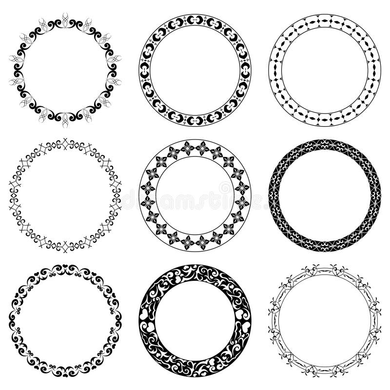 Round Vector Decorative Frames - Set Stock Vector - Illustration of ...