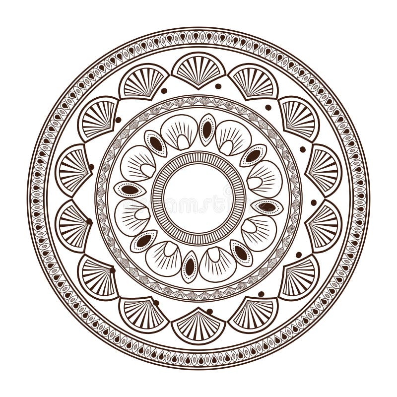 Round Decorative Line Mandala Icon Stock Illustration - Illustration of ...