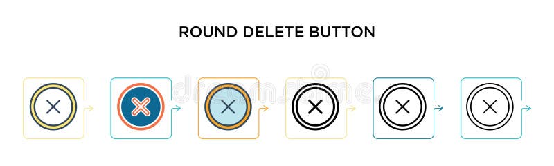 Round Delete Button Vector Icon in 6 Different Modern Styles. Black ...