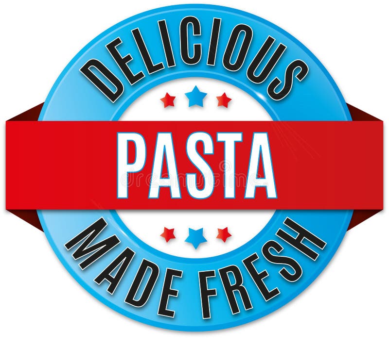 Round Delicious Pasta Badge Stock Illustration - Illustration of pasta ...