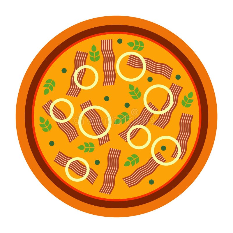 Pizza with Bacon Color Picture Sticker Stock Vector - Illustration of ...
