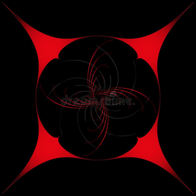 Round Design Element, on a Black Background in a Red Frame Stock Vector ...