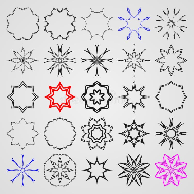 Round Design Elements, Small Mandala. Stylized Floral Pattern Stock ...