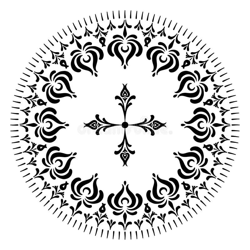 Round designs with a cross stock illustration. Illustration of flower ...